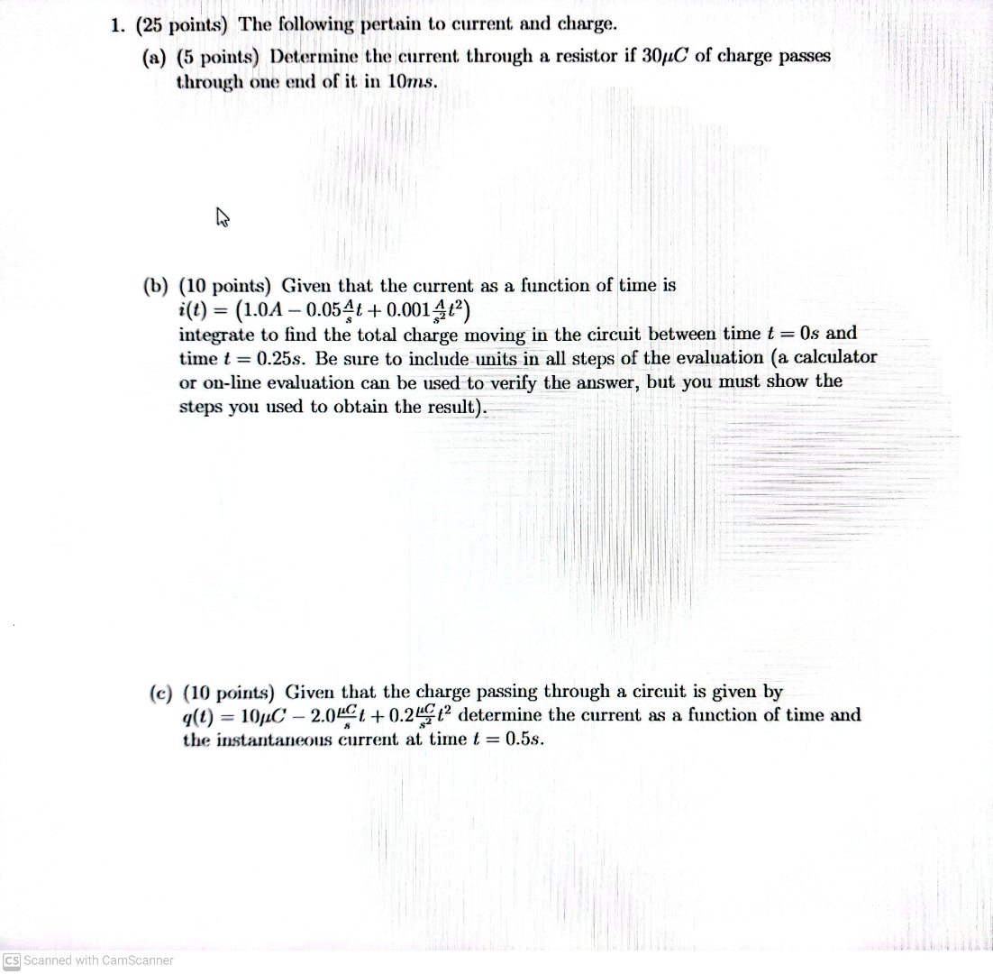 Solved (25 ﻿points) ﻿The following pertain to current and | Chegg.com