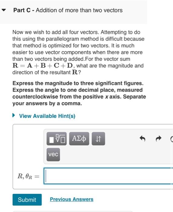 Solved Geometric and Component Vector Addition 1 of 2 | Chegg.com