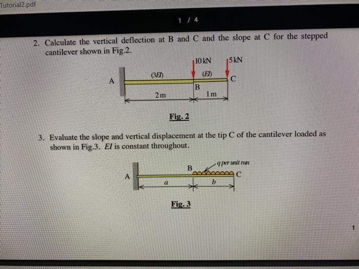 Solved Tutorial.pdf 1/4 2. Calculate the vertical deflection | Chegg.com