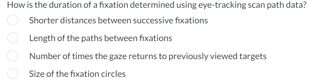 Solved How is the duration of a fixation determined using | Chegg.com