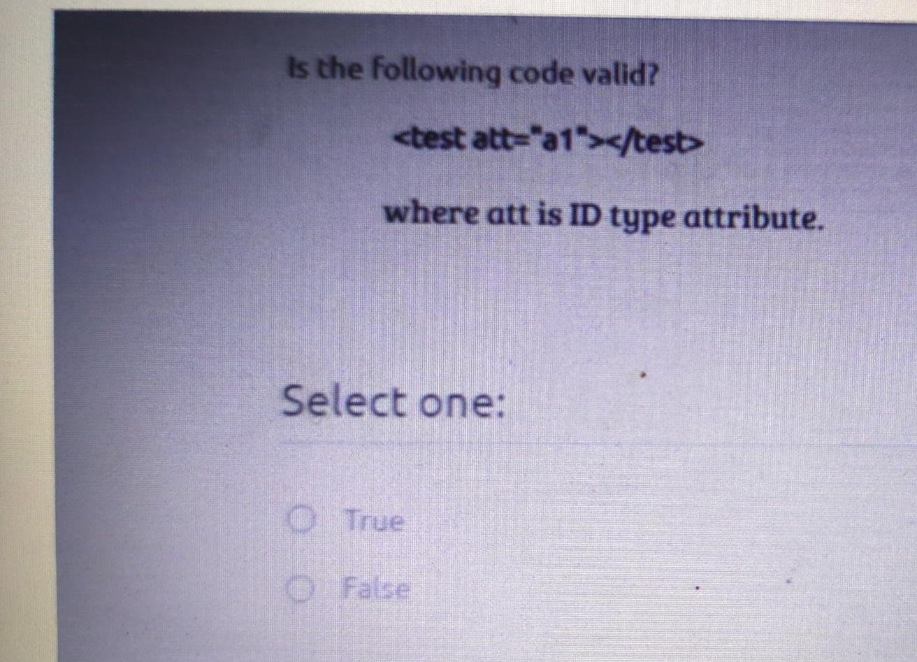 Solved Is the following code valid?att=a1> ﻿test>where att | Chegg.com