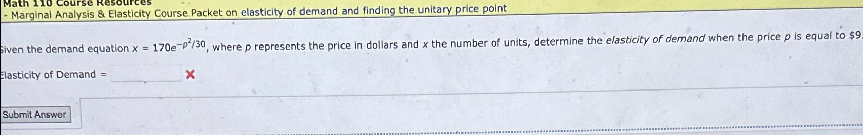 Solved Marginal Analysis & Elasticity Course Packet on | Chegg.com