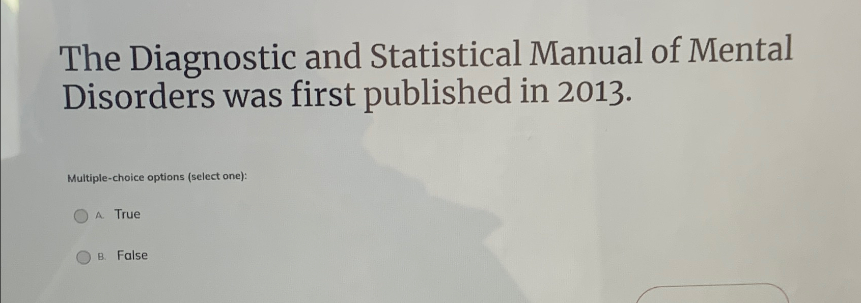 Solved The Diagnostic and Statistical Manual of Mental | Chegg.com