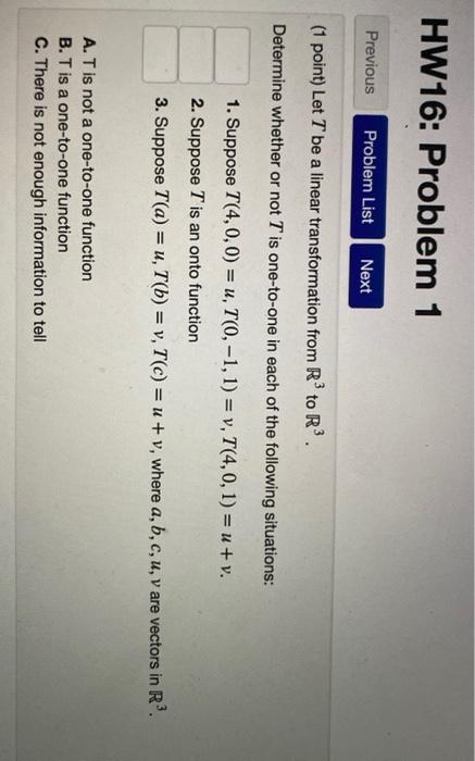 Solved HW16: Problem 1 Previous Problem List Next (1 point) | Chegg.com