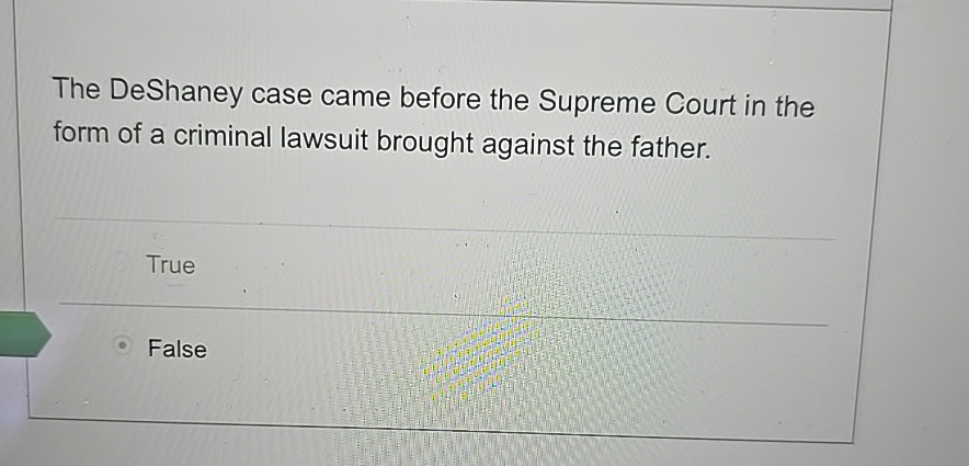 Solved The DeShaney case came before the Supreme Court in | Chegg.com