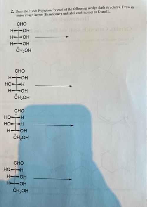 Solved 2. Draw the Fisher Projection for each of the | Chegg.com