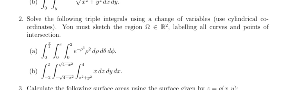 Solved Q2 ﻿b please. Solve the following triple integrals | Chegg.com