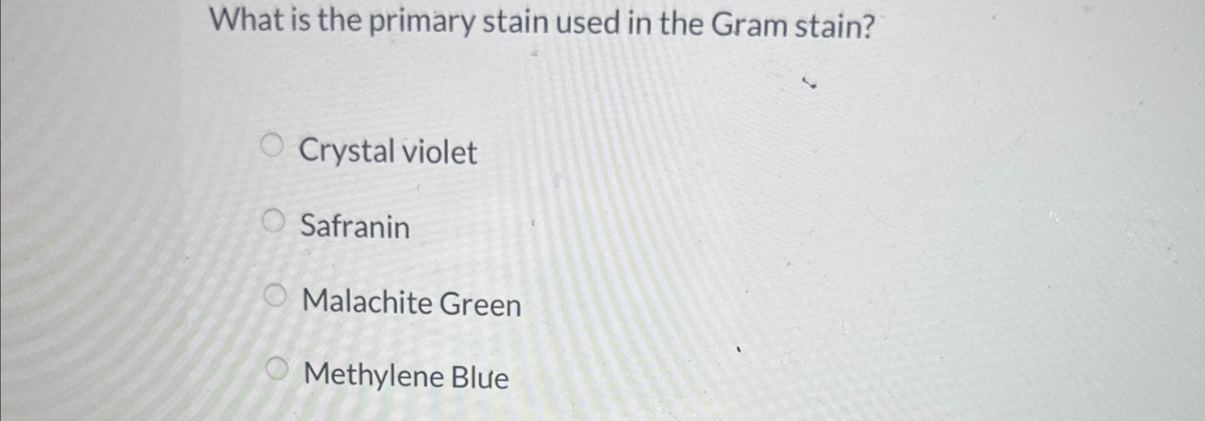 Solved What is the primary stain used in the Gram | Chegg.com