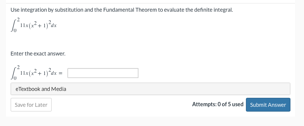 Solved Use integration by substitution and the Fundamental | Chegg.com