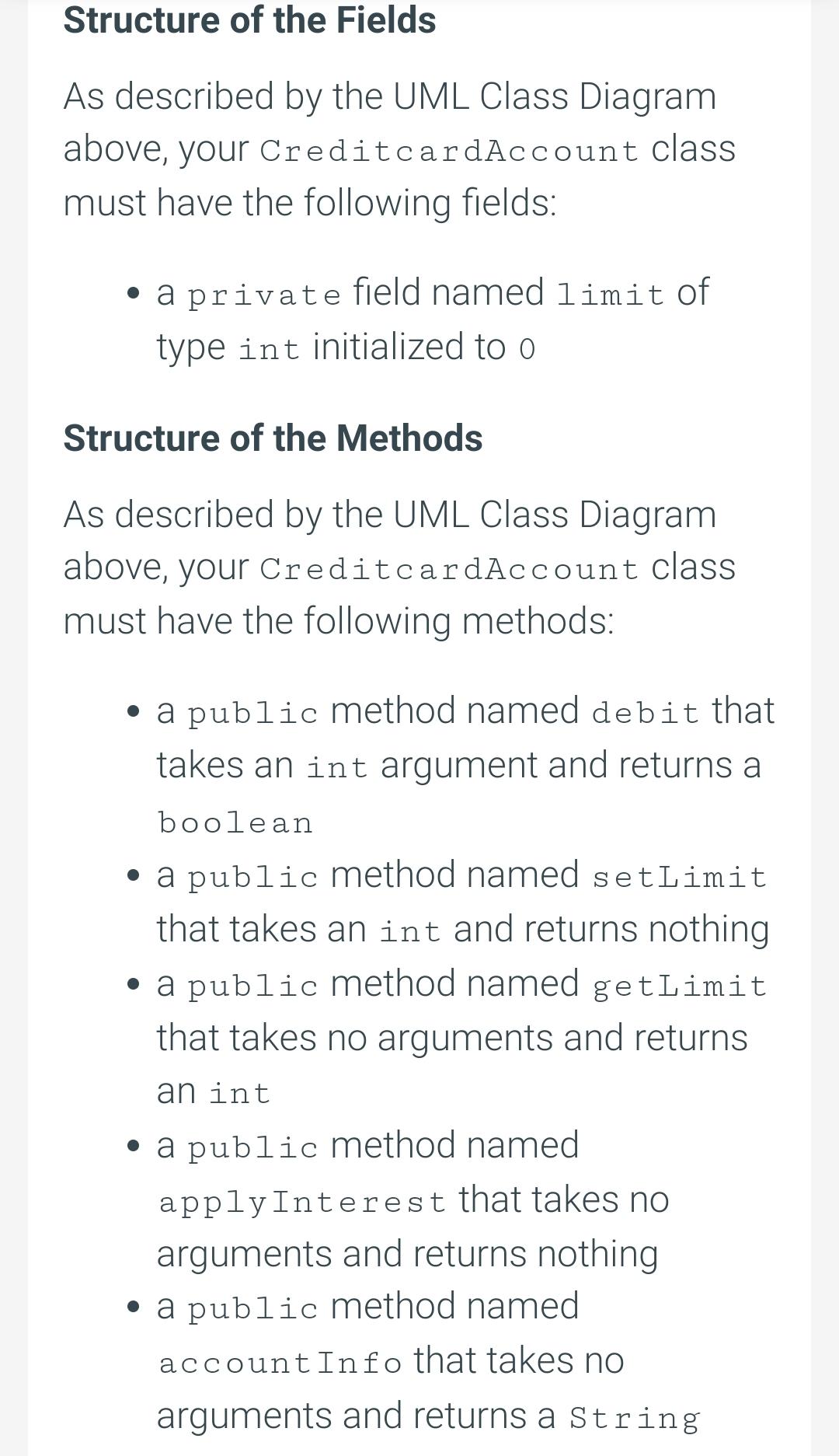 Solved Structure of the FieldsAs described by the UML Class | Chegg.com