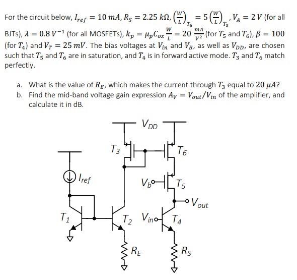 Solved For the circuit below, Iref =10 | Chegg.com
