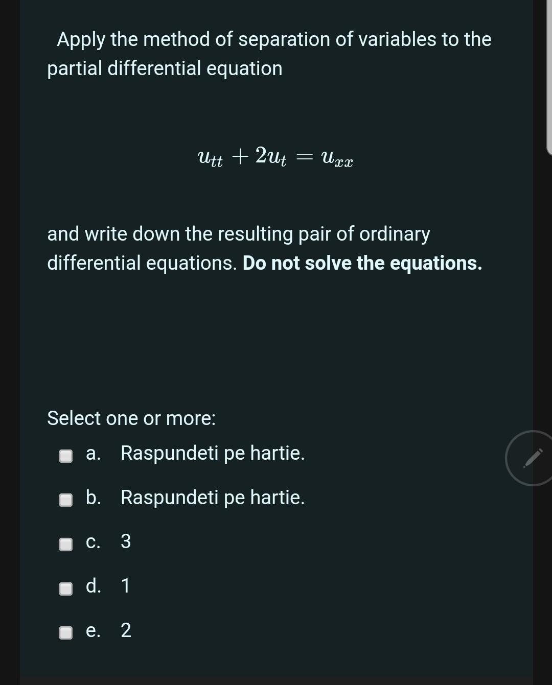 Solved Apply the method of separation of variables to the | Chegg.com