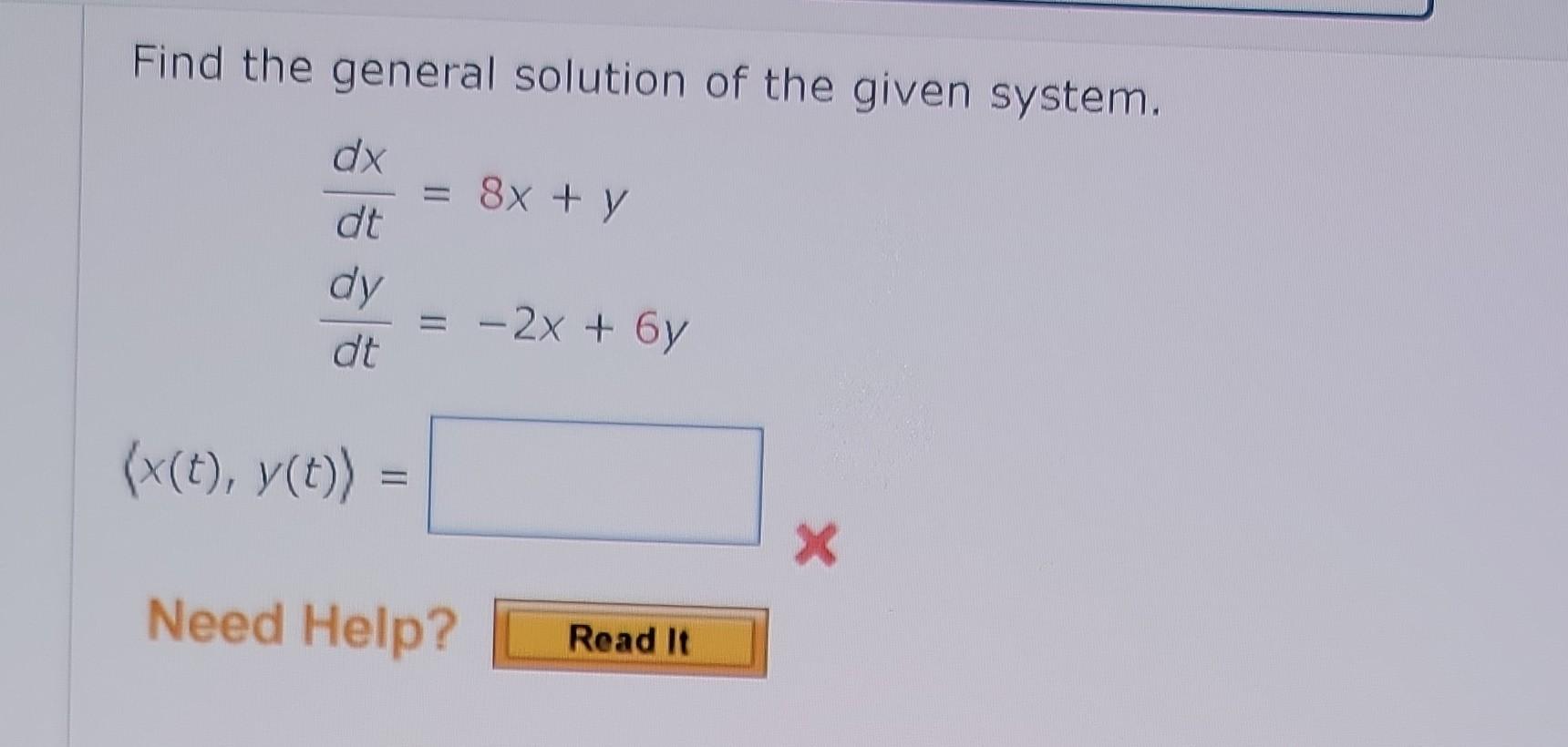 Solved Find the general solution of the given system. | Chegg.com