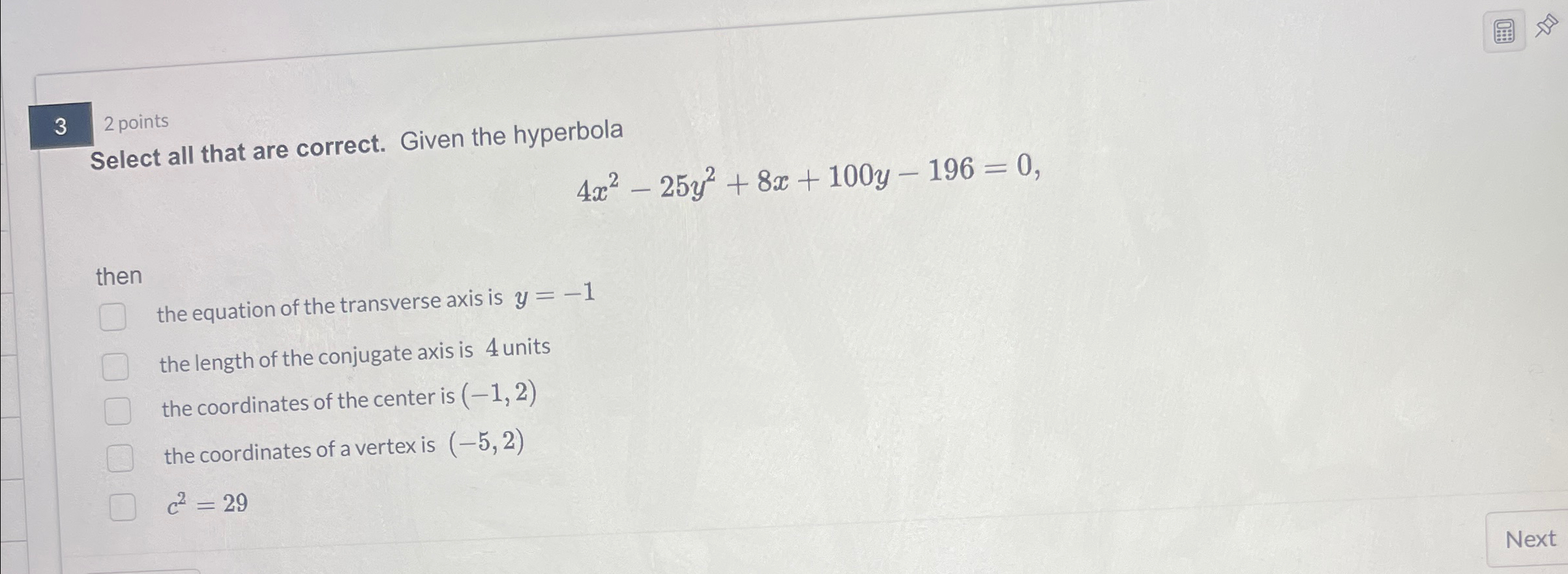 Solved 32 ﻿pointsSelect all that are correct. Given the | Chegg.com