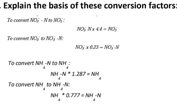 Solved Explain the basis of these conversion factors To | Chegg.com