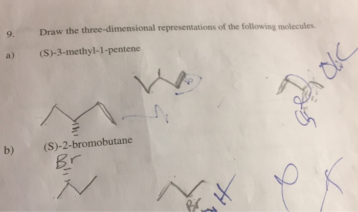 Solved Draw the three-dimensional representations of the | Chegg.com
