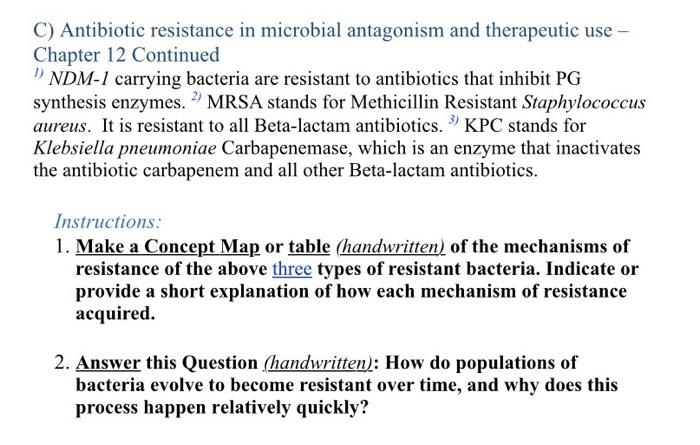 Solved C) Antibiotic resistance in microbial antagonism and | Chegg.com
