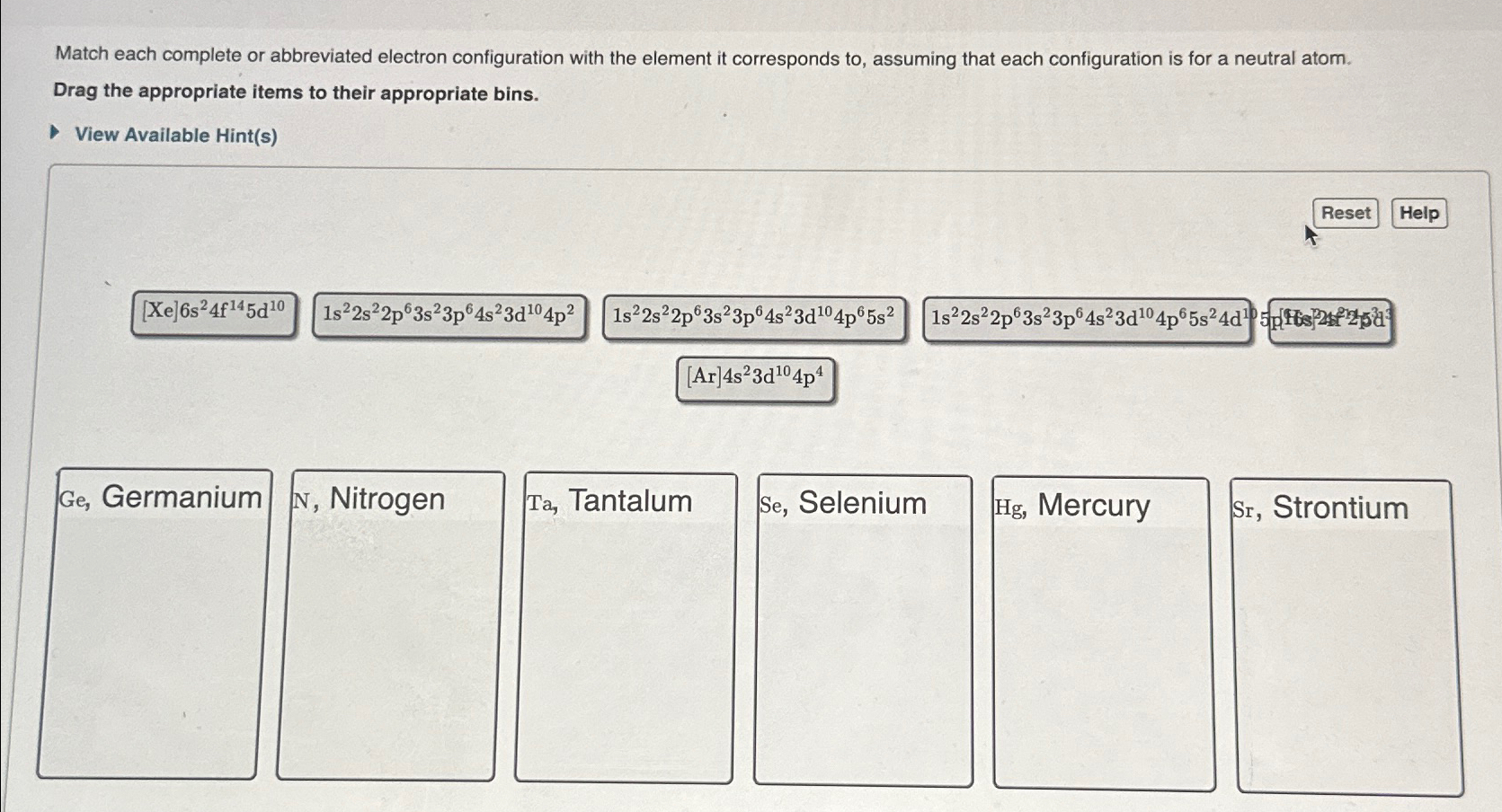 Match Each Complete Or Abbreviated Electron