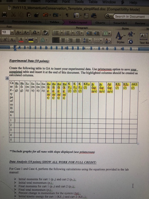 Tools Table Window Help PHY113. MomentumConservation | Chegg.com