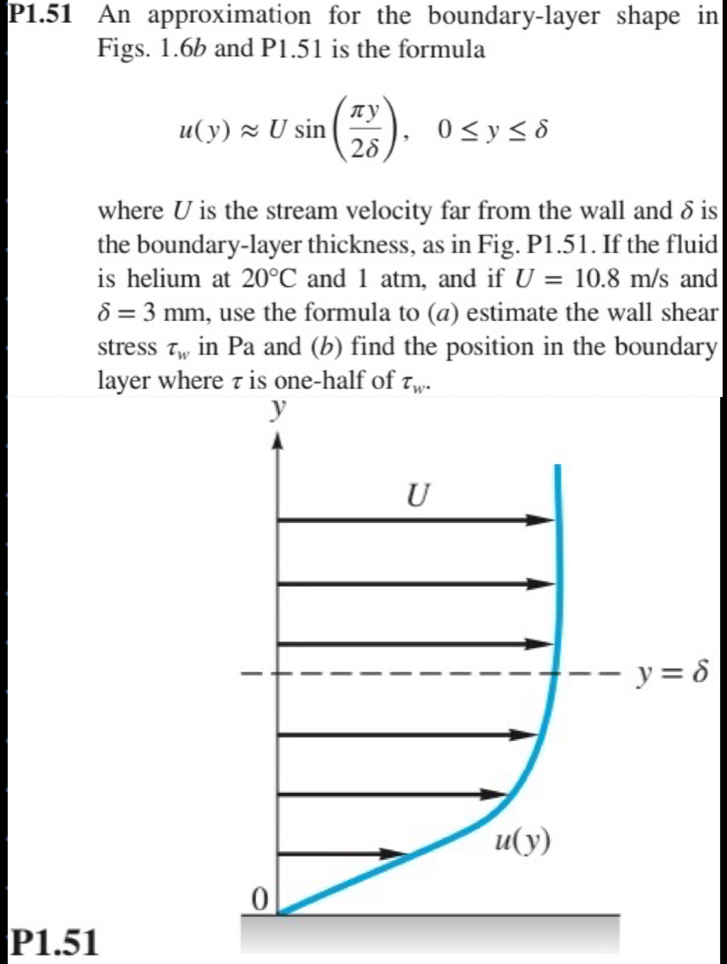 Solved P1.51 ﻿An approximation for the boundary-layer shape | Chegg.com