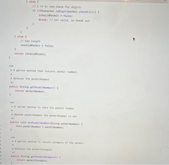 Solved 1. Refactor the code to isolate the permit categories | Chegg.com