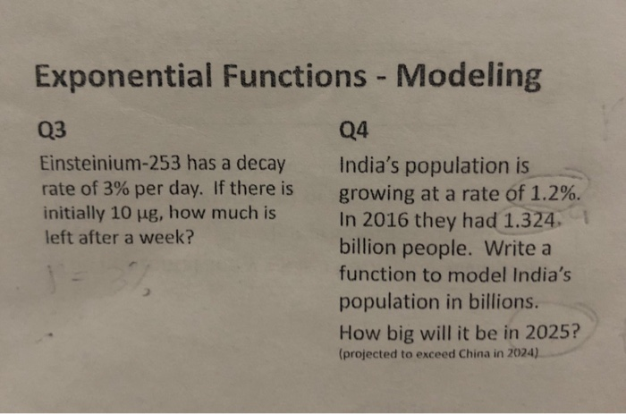 Solved Exponential Functions - Modeling 04 Q3 | Chegg.com