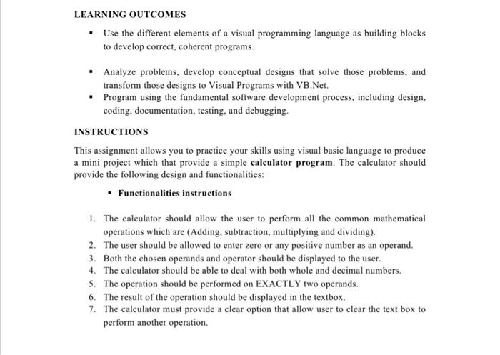 Solved LEARNING OUTCOMES • Use the different elements of a | Chegg.com