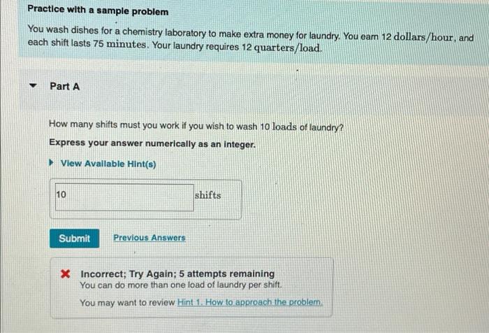 Solved Practice with a sample problem You wash dishes for a | Chegg.com