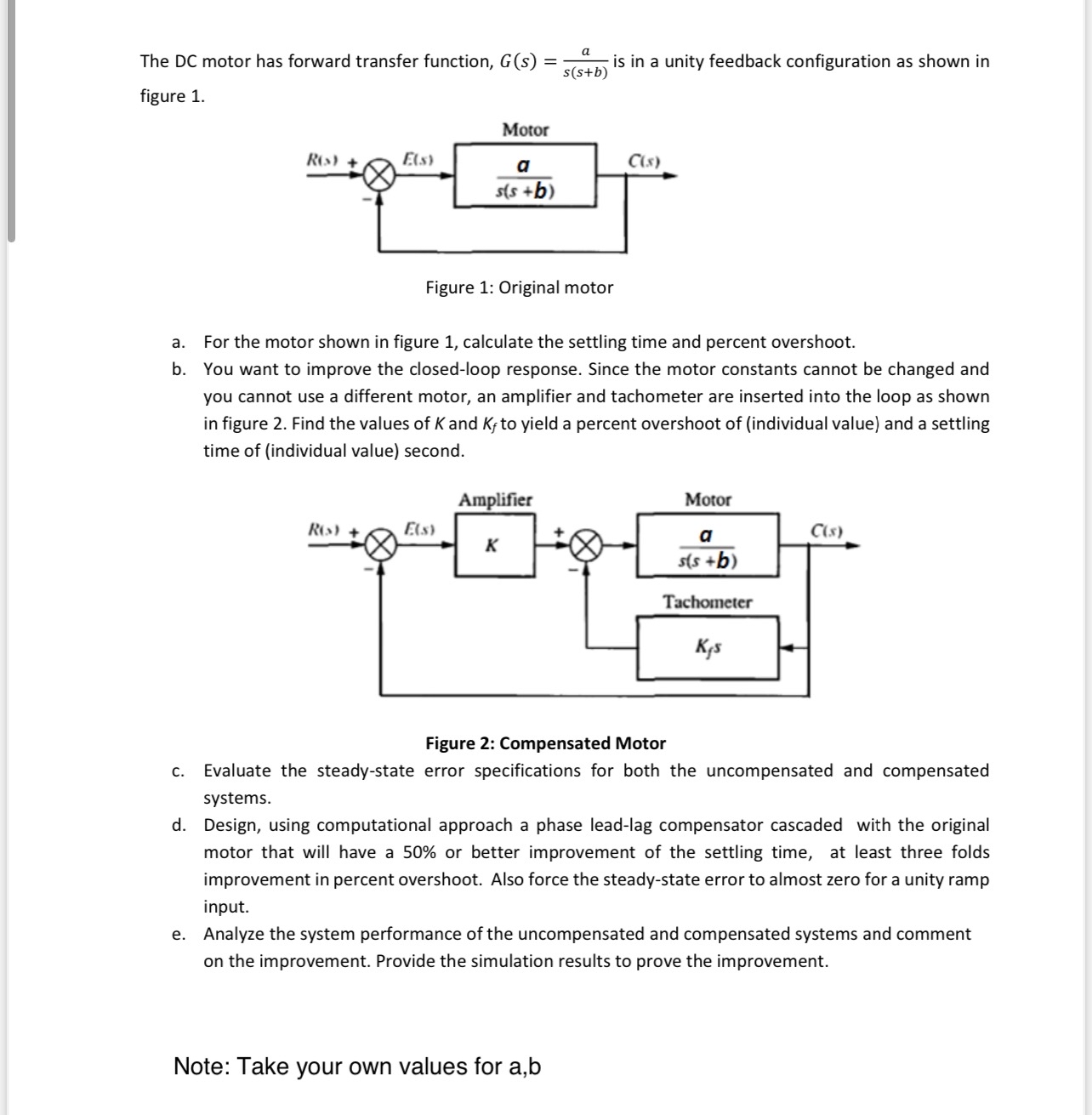 Solved The DC motor has forward transfer function, | Chegg.com