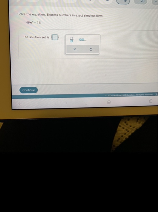 Solved 20 Solve the equation. Express numbers in exact | Chegg.com
