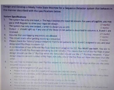 Solved Design and Develop a Mealy Finite State Machine for a | Chegg.com