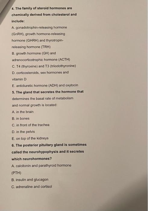 Solved Endocrine assignment 1. Most hormones travel from the | Chegg.com