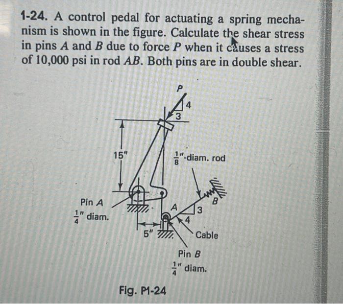 Solved 1-24. A control pedal for actuating a spring | Chegg.com