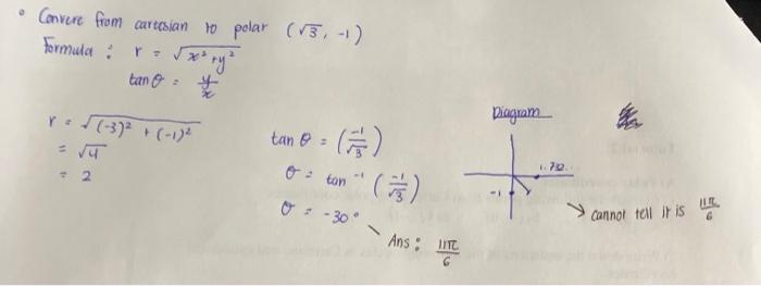 Solved Convert (pi3, -1) from cartesian to polar | Chegg.com