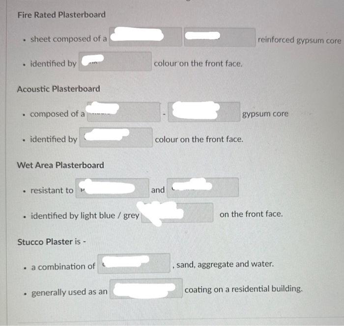 Solved Fire Rated Plasterboard - sheet composed of a | Chegg.com