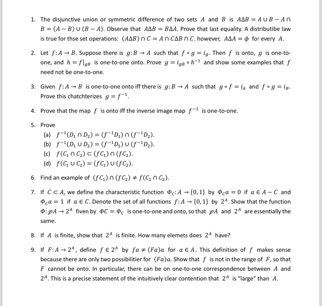 Solved The disjunctive union or symmetric difference of two | Chegg.com