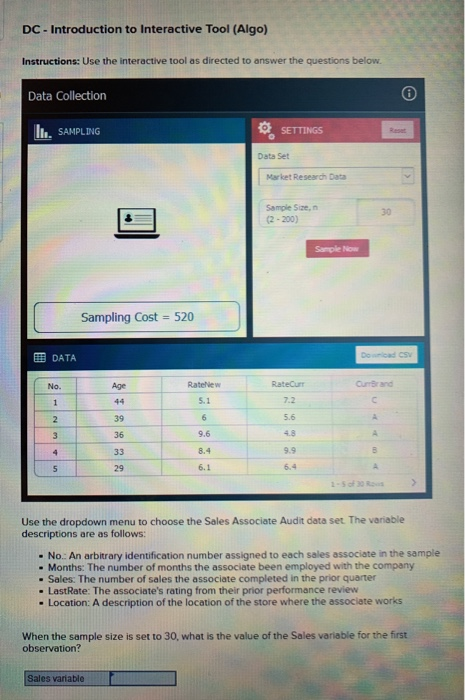 DC - Introduction to Interactive Tool (Algo) | Chegg.com