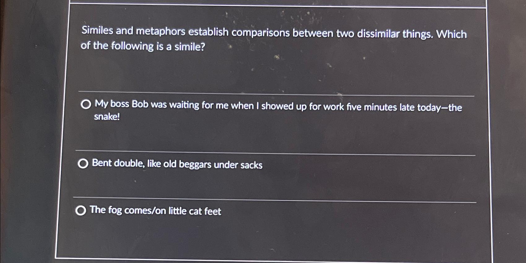Solved Similes and metaphors establish comparisons between | Chegg.com