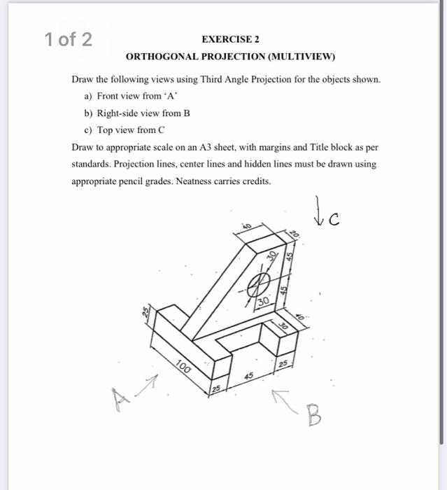 Solved 1 of 2 EXERCISE 2 ORTHOGONAL PROJECTION (MULTIVIEW) | Chegg.com