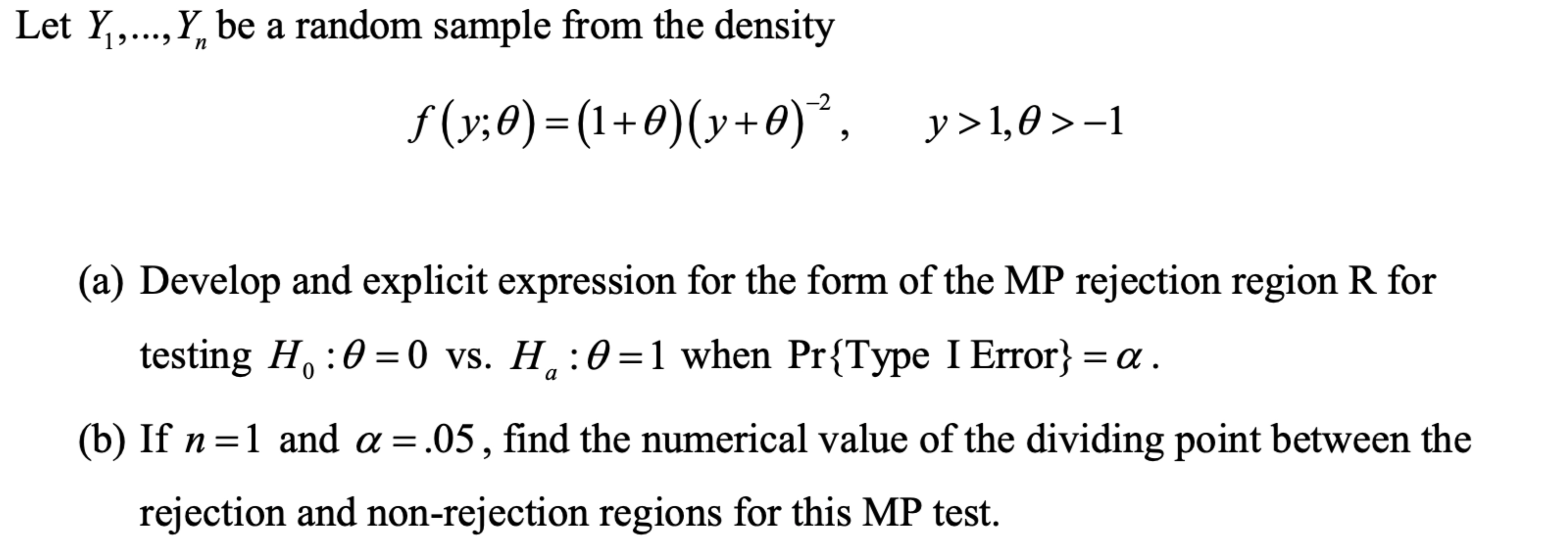 Solved Let Y1,dots,Yn ﻿be a random sample from the | Chegg.com