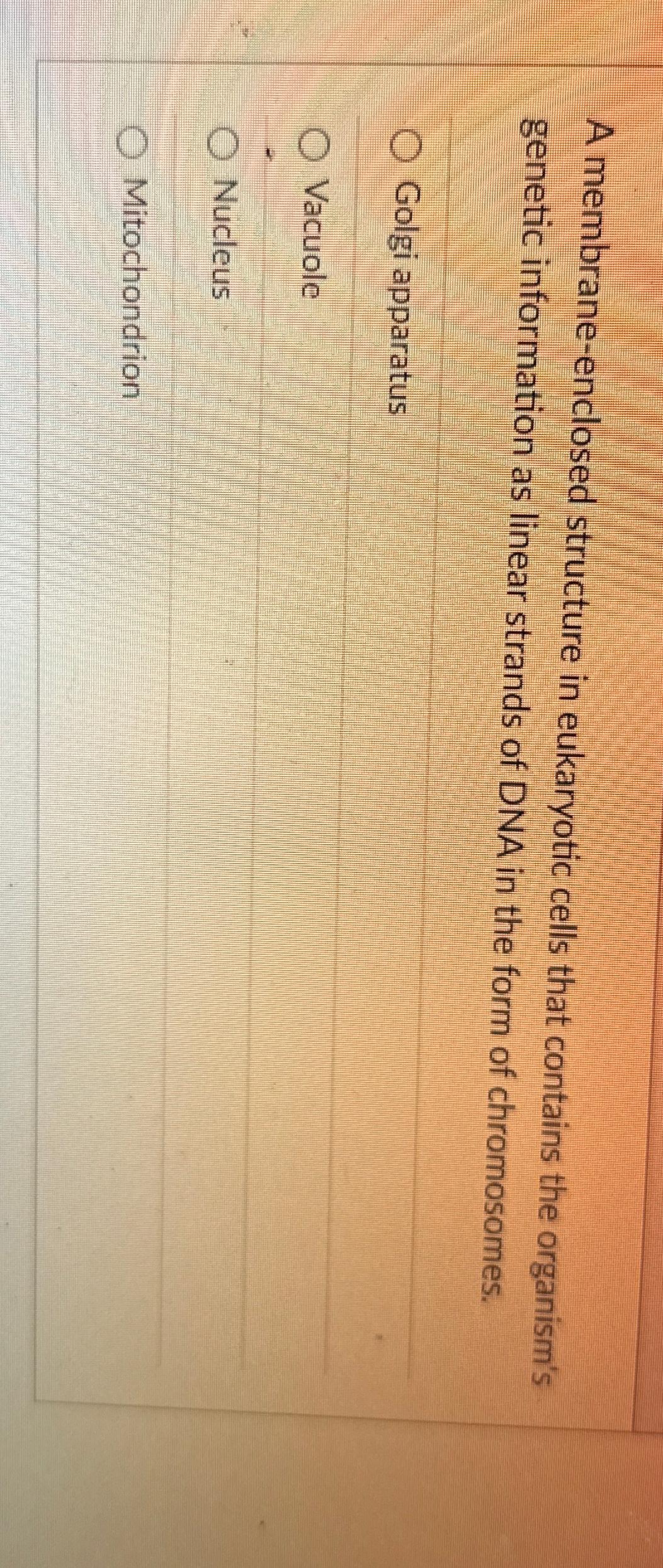 Solved A membrane-enclosed structure in eukaryotic cells | Chegg.com