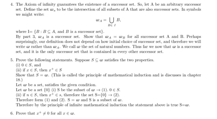 Solved 4. The Axiom of infinity guarantees the existence of | Chegg.com