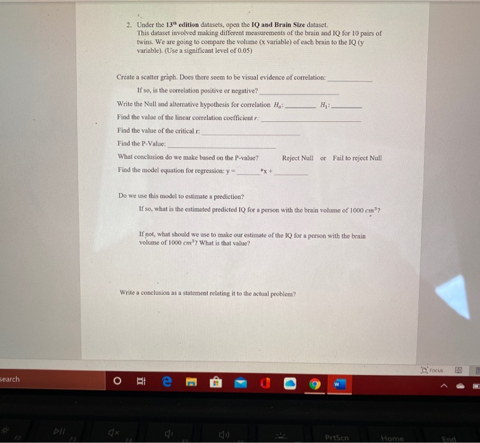 Solved LAB #8 for MATH 1650 Chapter 10 1. The paired data | Chegg.com
