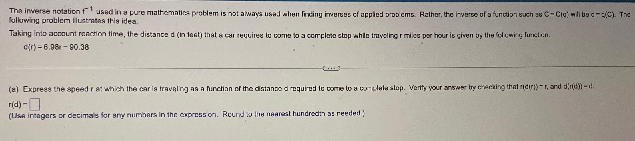 Solved The inverse notation f-1 ﻿used in a pure mathematics | Chegg.com