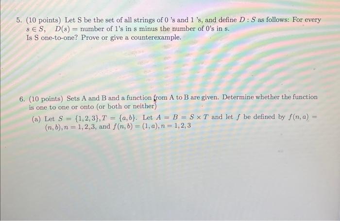 Solved 5. (10 points) Let S be the set of all strings of 0 | Chegg.com