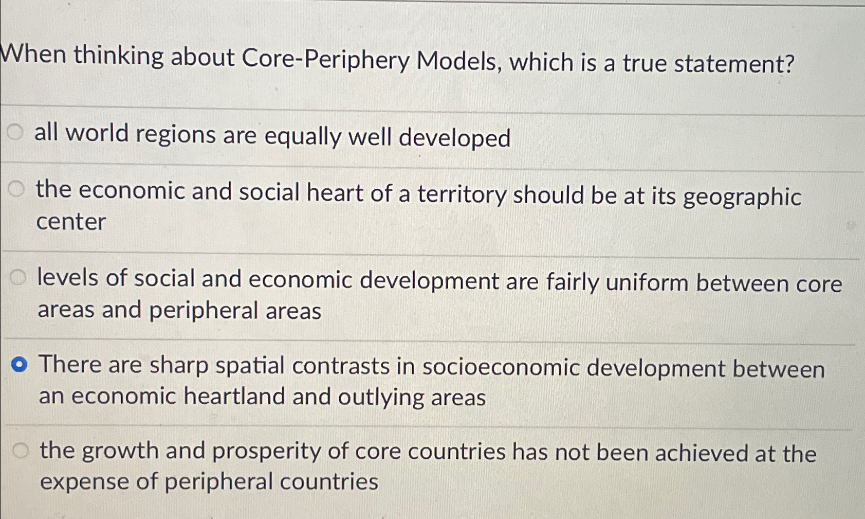 Solved When thinking about Core-Periphery Models, which is a | Chegg.com