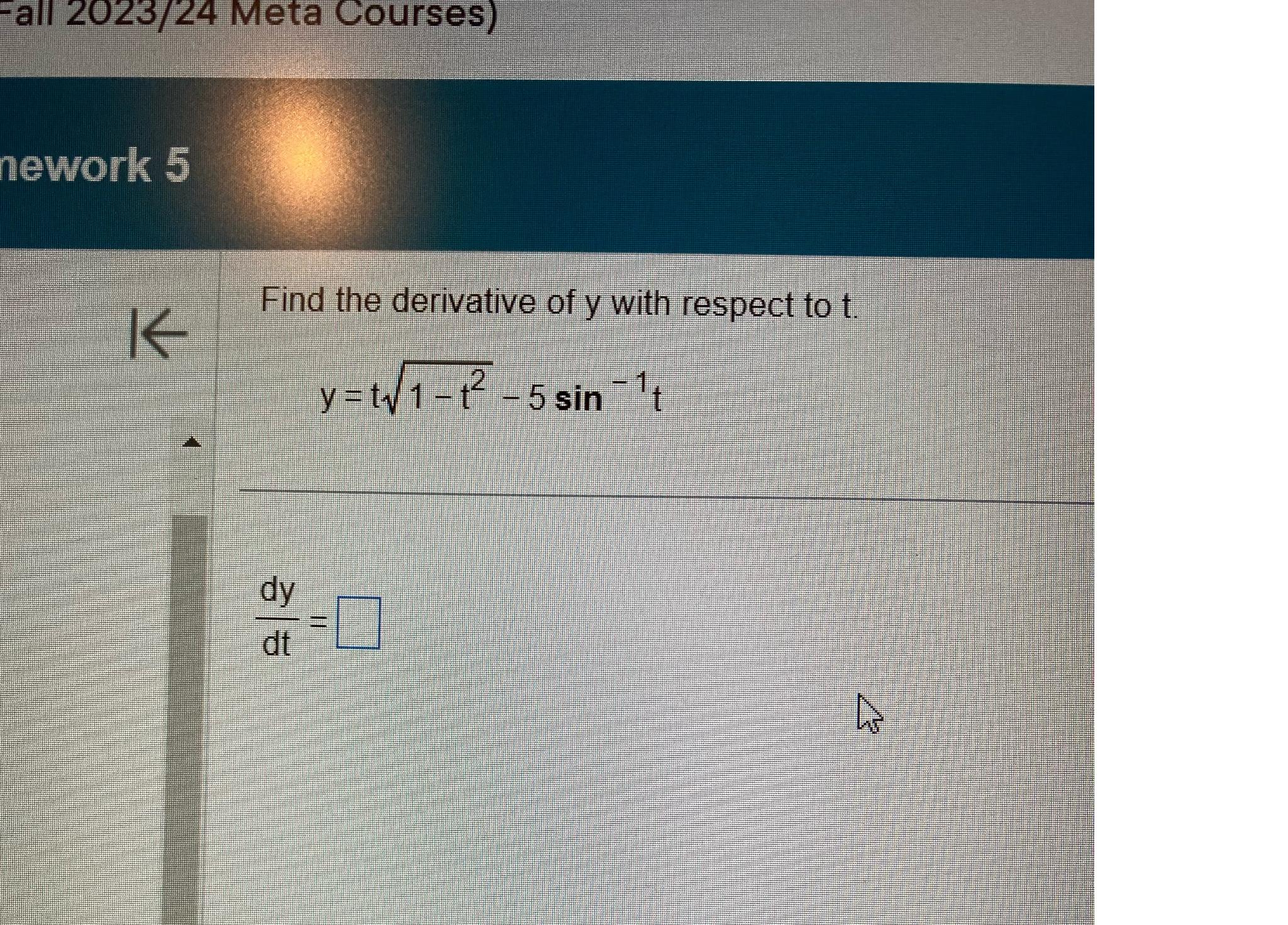Solved Find the derivative of y ﻿with respect to | Chegg.com