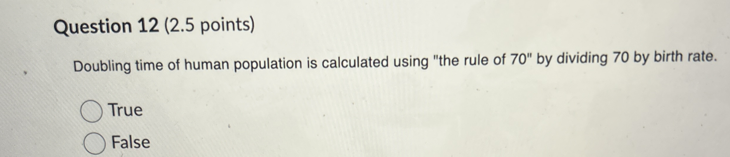 Solved Question 12 (2.5 ﻿points)Doubling time of human | Chegg.com