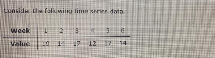 Solved Consider the following time series data. Week 1 2 3 4 | Chegg.com