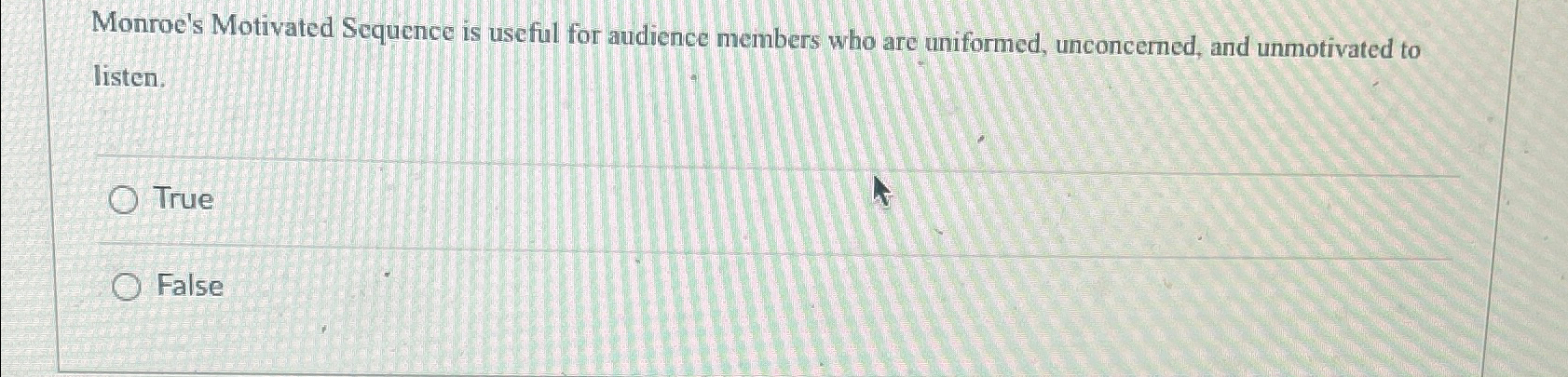 Solved Monroe's Motivated Sequence is useful for audience | Chegg.com